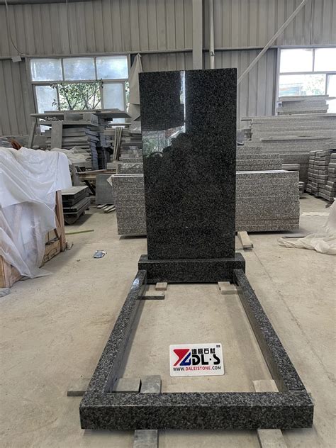 Black Ice Dapple Granite Headstone Kerb Memorial China Professional