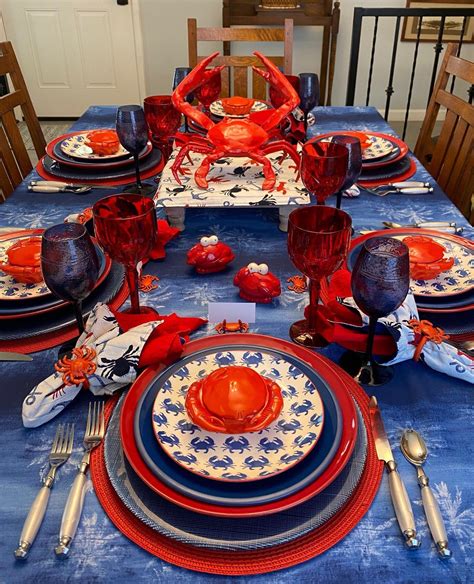 Crab Bisque For Dinner Beach Tablescape Lobster Dinner Tablescape