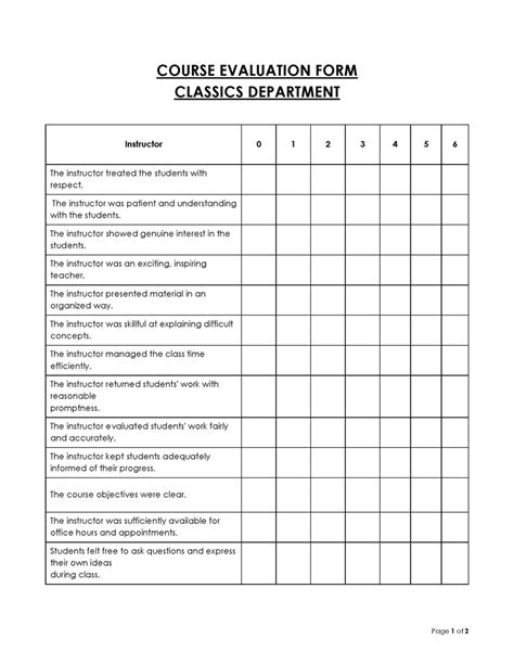 16 Course Evaluation Form Templates And Effective Practices