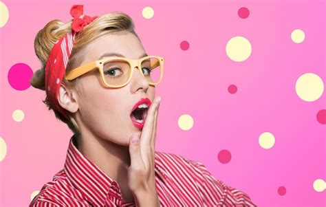 Premium Photo Portrait Of Shocked Pin Up Girl