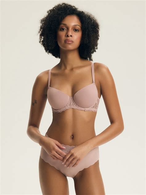 Henderson 43907 Collette Smooth Push Up Bra With Lace Back Dusty Pink