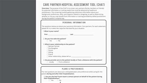 Care Partner Hospital Assessment Tool Chat Take Care