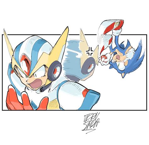 Terusada1 Sonic The Hedgehog X Mega Man Mega Man Series Mega