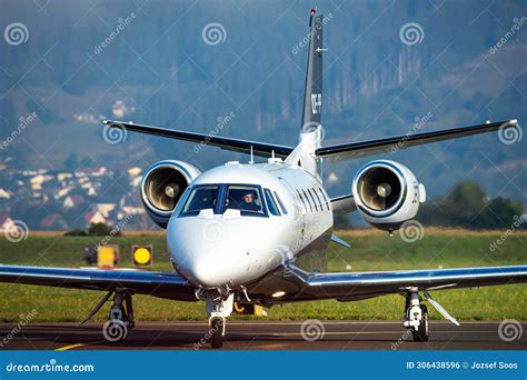Business Jet Passenger Plane At Airport Corporate Flight Travel