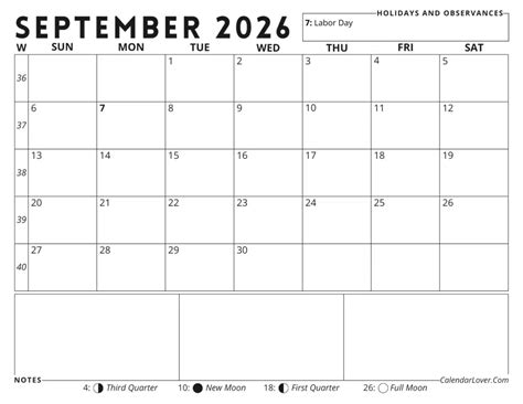 September 2026 Calendar With Holidays United States