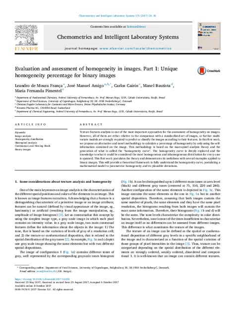 Pdf Evaluation And Assessment Of Homogeneity In Images Part 1