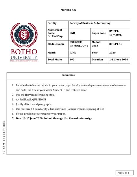 Exerci~1 Lecture Work G L A S M 0 0 7 R E V 0 0 3 Faculty