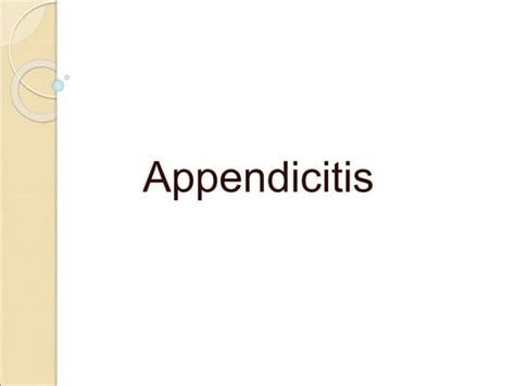 Appendicitis Pptx Digestive Disorders Diseases And Conditions
