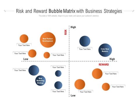 Risk And Reward Bubble Matrix With Business Strategies Presentation Graphics Presentation