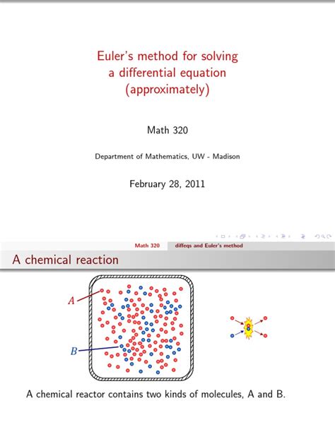 Eulers Method Best Example Of Using Euler Method In Chemical Reaction Pdf Differential