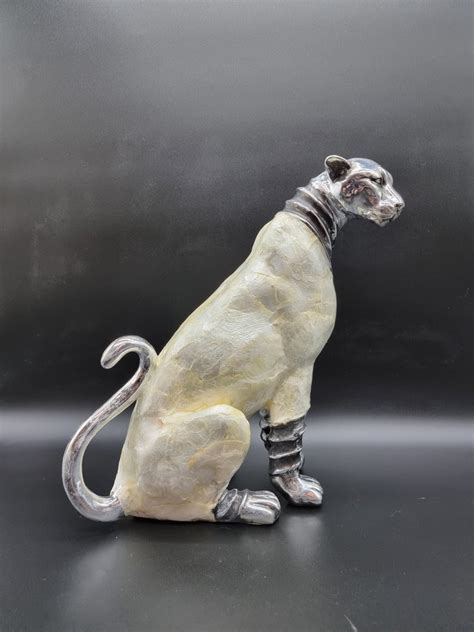 Statue Special Pearl Shells Leopard Statue 31 Cm Mother Of Pearl