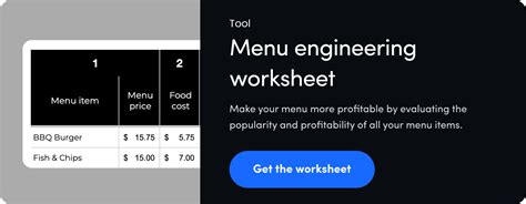 Menu Engineering Free Worksheet Profitable Menu Tips