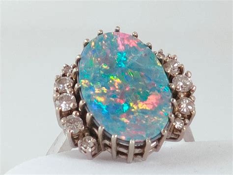 14 Kt White Gold Ring Opal Catawiki