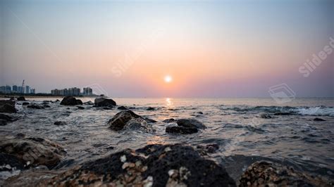 Beach Sunset Sunrise Chart Powerpoint Background For Free Download