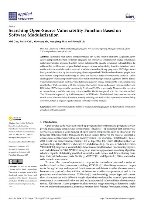 pdf searching open source vulnerability function based on software