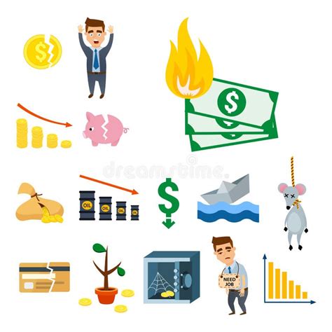 Crisis Symbols Concept Problem Economy Banking Business Finance Design Stock Vector