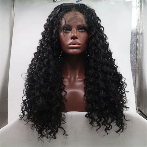 Long Afro Kinky Curly Synthetic Hair Lace Front Wigs For Black Women