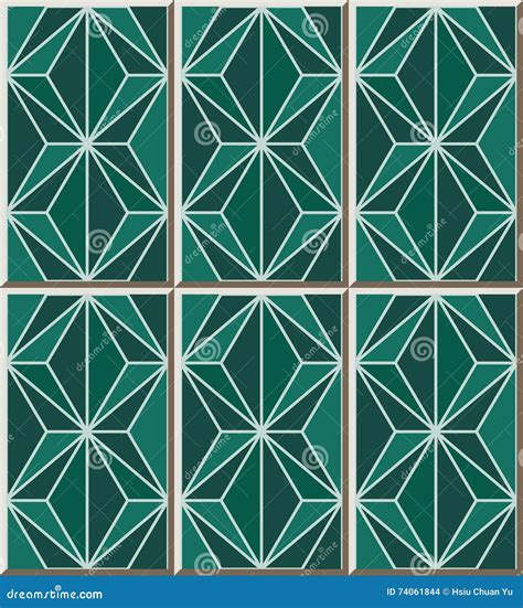 Ceramic Tile Pattern Mosaic Polygon Cross Line Stock Vector