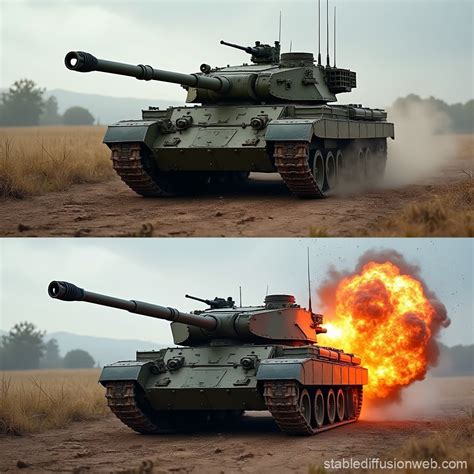 Tanks Before And After Shell Hit Stable Diffusion Online
