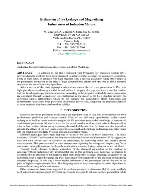 Estimation Of The Leakage And Magnetizing Inductances Of Induction