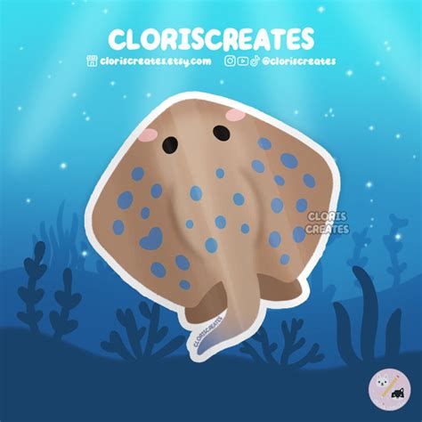Stingray Waterproof Vinyl Sticker Kawaii Chibi Marine Animal Lover