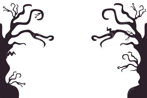 Scary Halloween Trees Vector Illustration Scary Tree Vector Art