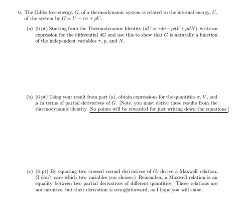 The Gibbs Free Energy G Of A Thermodynamic Chegg