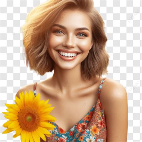 Beautiful Girl With Sunflower 3d Photo Of Girl With Sunflower Beautiful Colours Sunflower Png