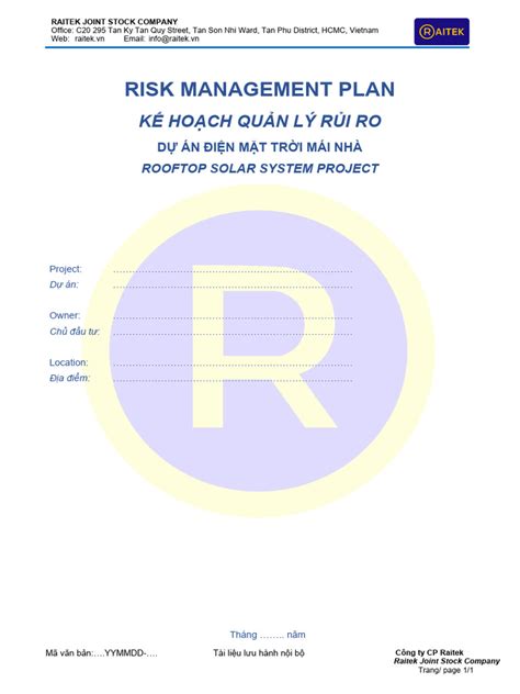 Raitek Rmp Risk Management Plan Pdf