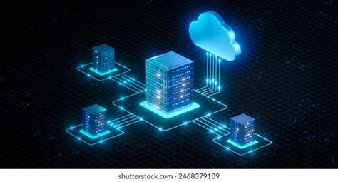 Digital Cloud Icon Connected Multiple Data Stock Illustration