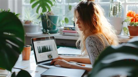 Premium Photo Freelancer Working On Laptop In A Cozy Home Office With