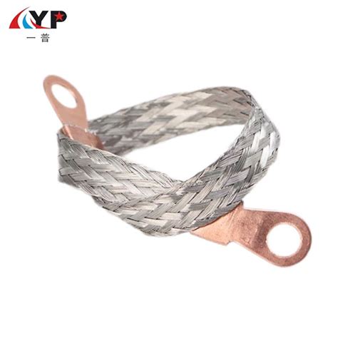 China Flexible Earthing Connection Copper Braid With Crimp Ring
