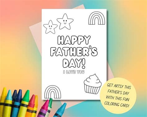Printable Fathers Day Coloring Card Fathers Day Card Color Your