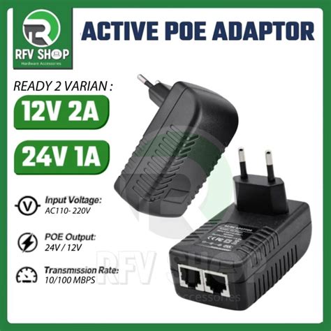 Jual Active Poe Adaptor 24v 1a 12v 2a Poe Adaptor Lan Ethernet Rj45