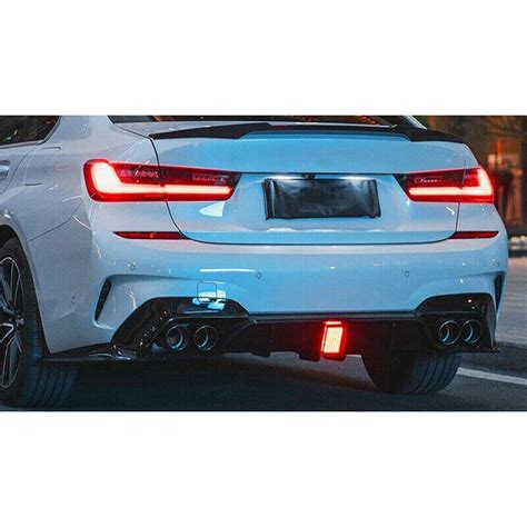 Rear Diffuser Lip Wled Light For 19 22 Bmw 3 Series G20 330i M340i Gloss Black Ebay