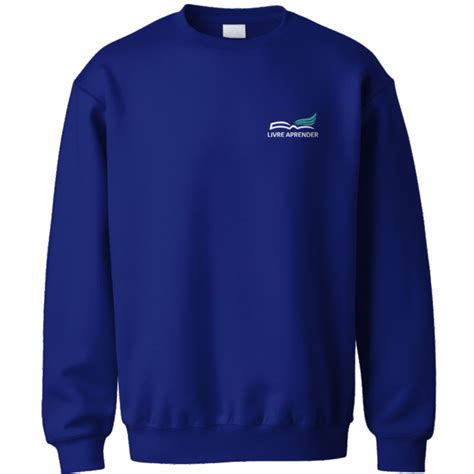 Moletom Azul Marinho Com Bordado Livre Aprender Dda Malharia