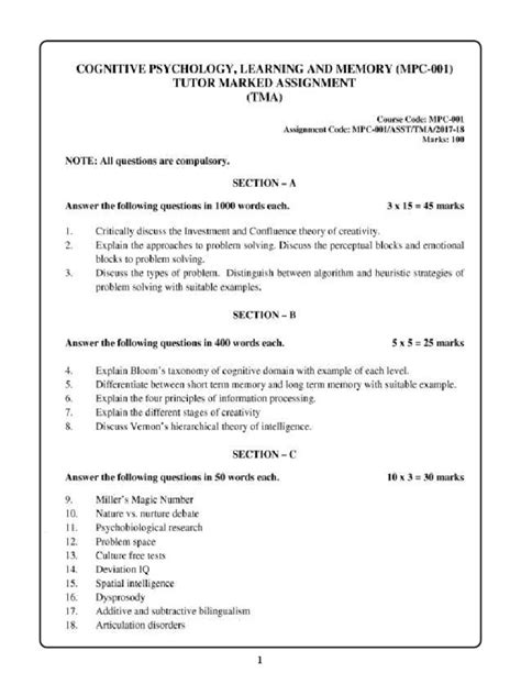 Mpc 1 Assignment Pdf Creativity Memory