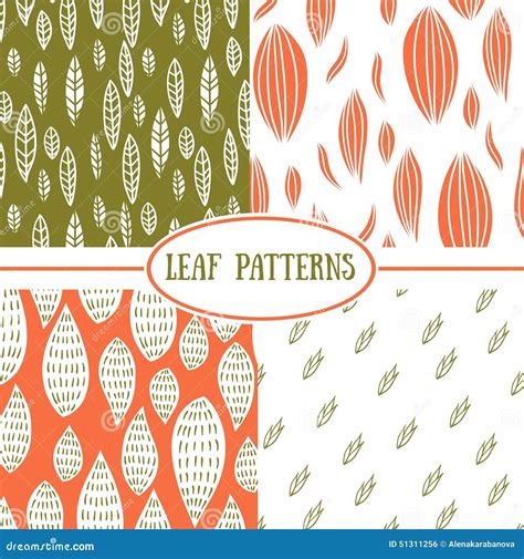 Seamless Abstract Leaf Fall Patterns Stock Vector Illustration Of