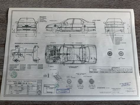 Alfa Romeo 164 1990 Design Drawing Art Work