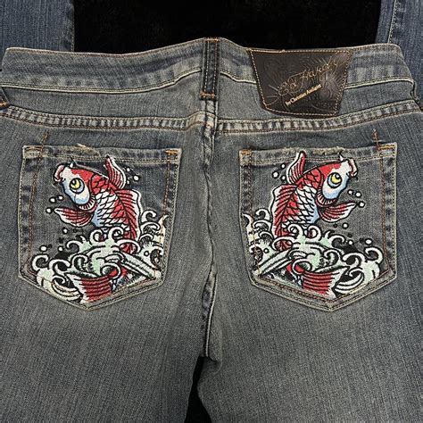 Vintage Ed Hardy Embroidered Back Pockets Skinny Depop