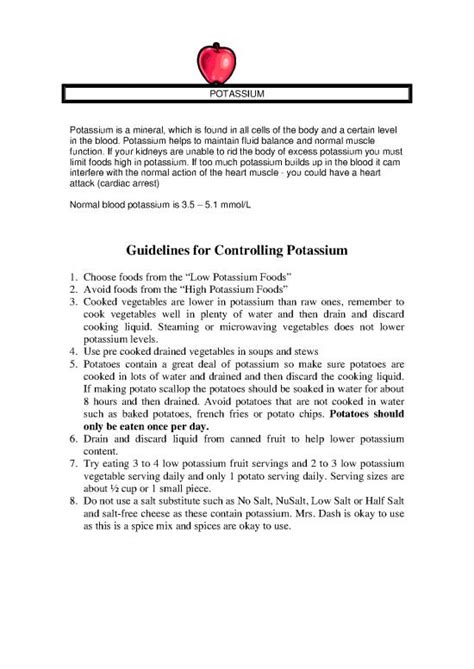 Foods High In Potassium Pdf 139330 Low And High Potassium Foods