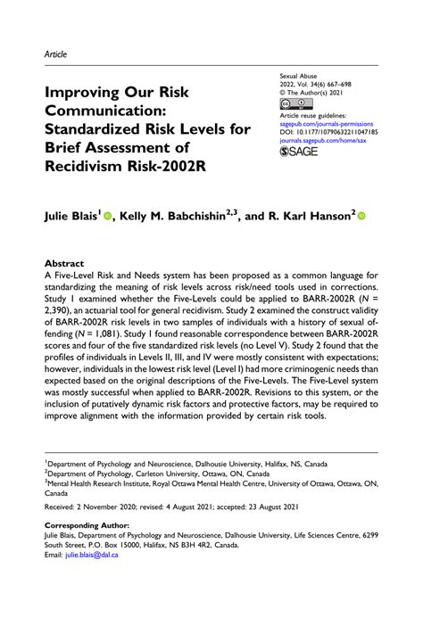 Pdf Improving Our Risk Communication Standardized Risk Levels For