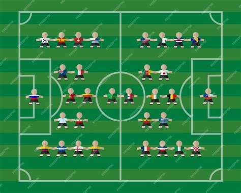Jugadores Del Equipo Nacional En El Campo De Fútbol Vector Premium
