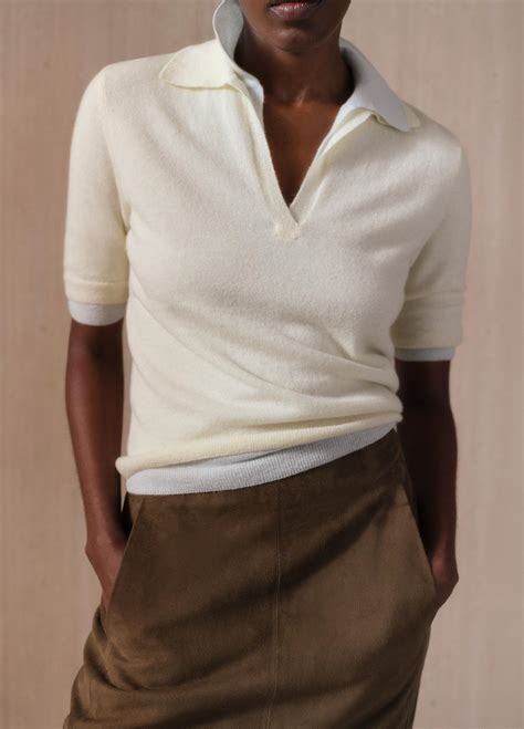 Cashmere Silk Short Sleeve Polo Sweater In Sweaters Vince
