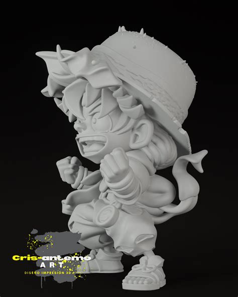 👾 Lufy One Piece Anime Style 3d Chibi Figure Model For 3d Printing・ Stl File For 3d Printing