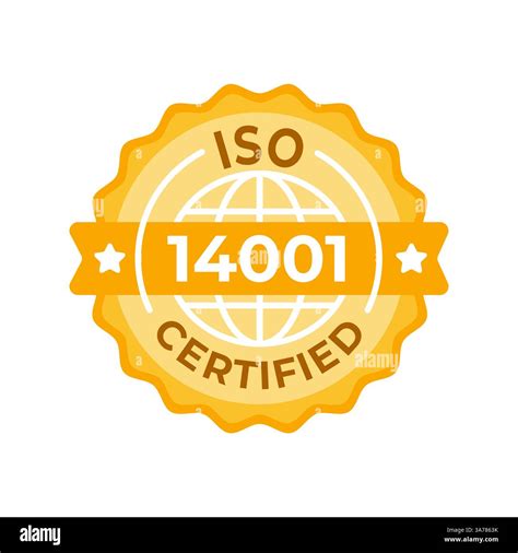 Iso 14001 Certified Environmental Management System Badge A Golden Vector Seal For Eco