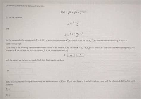 Solved Numerical Differentiation Consider The Function