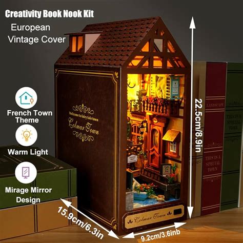 Book Nook Glue 3d Wooden Book Stand Puzzle Diy Dollhouse Building Kit