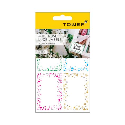 Border Labels Self Adhesive Assorted 16 Pack Folio Office National