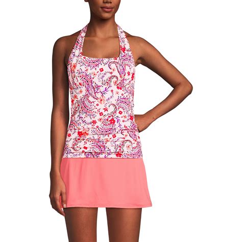 Lands End Womens D Cup Chlorine Resistant Square Neck Halter Tankini